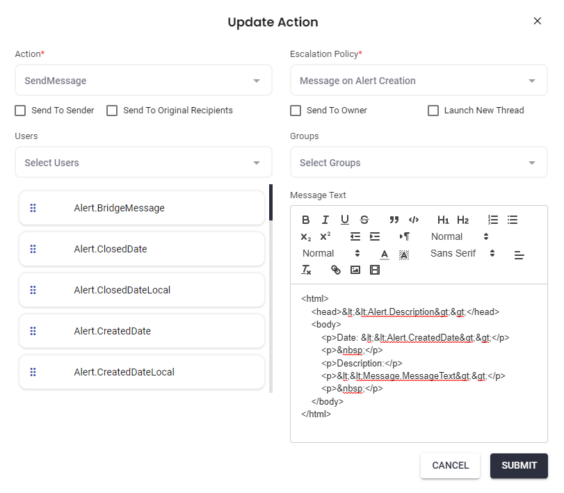 Send a message using HTML