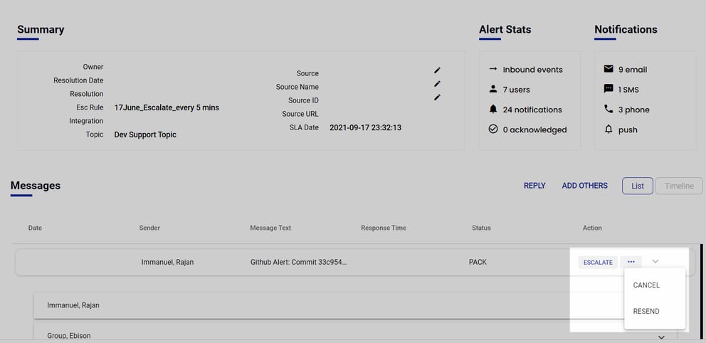 Alert Status and Response Actions
