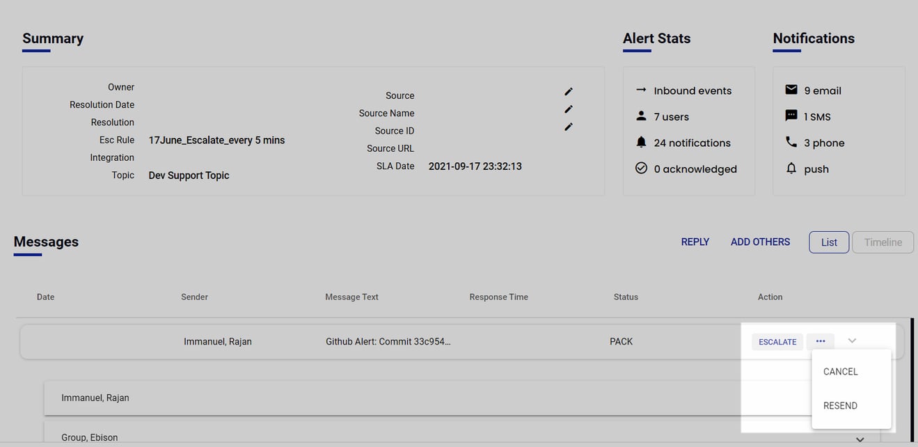 Alert Status and Response Actions